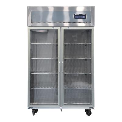 China Upright Stainless Steel Commercial Freezer Frost Free 2 Door Fridge  Digital Control for sale