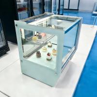 China Curved Glass Door Refrigerator Full View Countertop Cake Display Fridge Auto Defrosting for sale