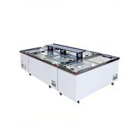 China Supermarket Horizontal  Island Chest Freezer Combined Type Clear Door Freezer for sale