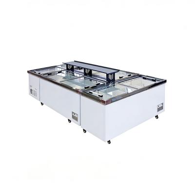 China Supermarket Horizontal  Island Chest Freezer Combined Type Clear Door Freezer for sale