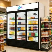 China Triple Glass Door Commercial Upright Refrigerator with 1050L Volume and Static Cooling System for sale