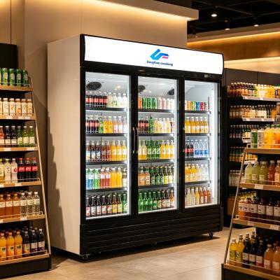 China Triple Glass Door Commercial Upright Refrigerator with 1050L Volume and Static Cooling System for sale