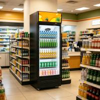 China Energy Saving Glass Door Refrigerator with 250 Liter Volume and R290a Refrigerant for Cooling for sale
