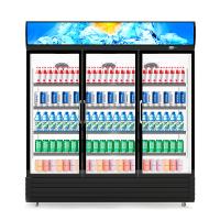 China 850L Capacity Upright Glass Door Display Refrigerator with Digital Display Thermostat and Swing Door Design for sale