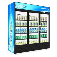 China 850L Capacity Upright Glass Door Display Refrigerator with Digital Display Thermostat and Swing Door Design for sale