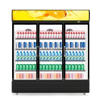 China Three Glass Door Refrigerator with Natural Defrosting and R290a Refrigerant for Safe Storage for sale