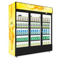 China Three Glass Door Refrigerator with Natural Defrosting and R290a Refrigerant for Safe Storage for sale