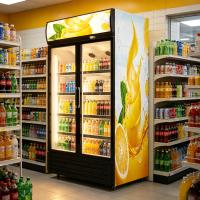 China 650 Liter Capacity Glass Door Refrigerator with Digital Controller and Convenient Wheels for Easy Movement for sale