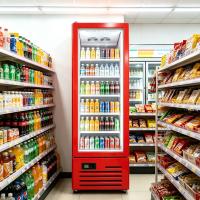 China 220V - 240V Upright Display Fridge Standing Freezer Glass Door With LED Lighting for sale