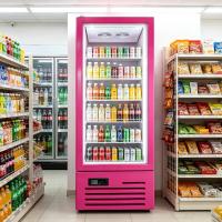China Retail Drink Display Glass Door Freezer White Black Pink Digital Display Fridge for sale