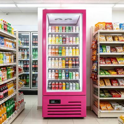 China Retail Drink Display Glass Door Freezer White Black Pink Digital Display Fridge for sale