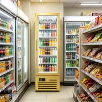 China Glide Doors Commercial Glass Fridge Bright Lighting Cold Display Fridge for sale