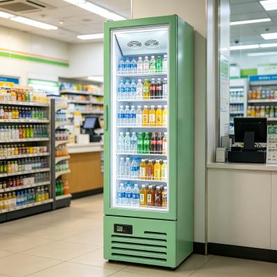 China Commercial Beverage Cooler with R290a Refrigerant 180L Capacity and Three-glass Tempered Glass Door for sale