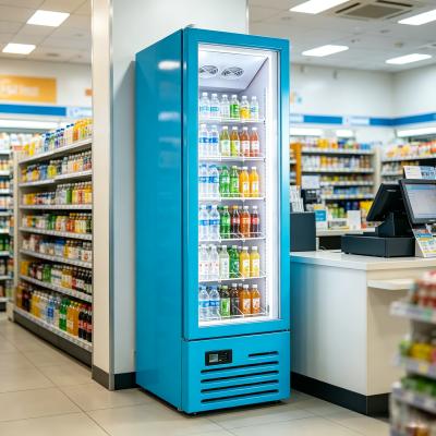 China Commercial Glass Door Freezer Providing Cooling and Clear Visibility with Triple Layer Heated Glass Doors and Embraco Compressor System for sale