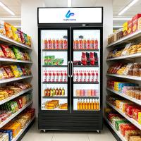 China 530L Upright Glass Door Refrigerator Freezer with Static Cooling and Automatic Defrost for sale