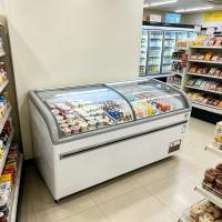 China Ice Cream Island Fridge Freezer 920Ltr Retail Store Sliding Glass Door Freezer for sale