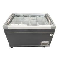 China Commercial Chest Freezer with Sliding Glass Door Direct Cooling and Digital Thermostat for Ice Cream Display for sale