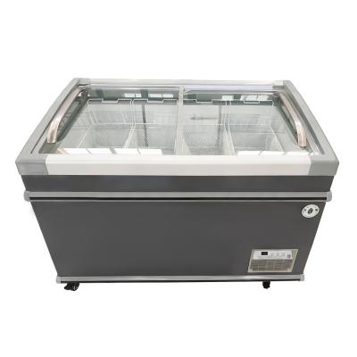 China Commercial Freezer with Sliding Glass Door Direct Cooling and Digital Thermostat for Ice Cream Display for sale