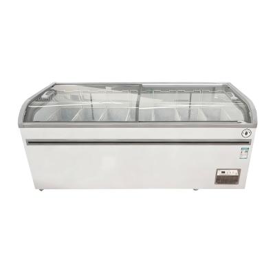 China Sliding Curved Glass Door Commercial Chest Freezer with -18~-23℃ Temperature Range and Energy-Efficient Design for sale