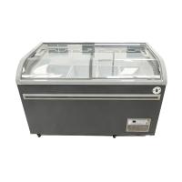 China Commercial Deep Freezer with Digital Thermostat and Curved Sliding Glass Door for Ice Cream Display for sale