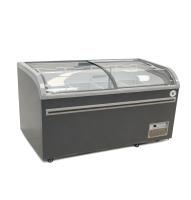 China Commercial Deep Freezer with Digital Thermostat and Curved Sliding Glass Door for Ice Cream Display for sale