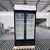 China Double Door Upright Display Cooler with Tempered Glass Door Brand Compressor and Digital Control for sale