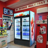 China Vertical Double Doors Display Cooler Chiller Refrigerator With Brand Compressor and Digital Control for sale
