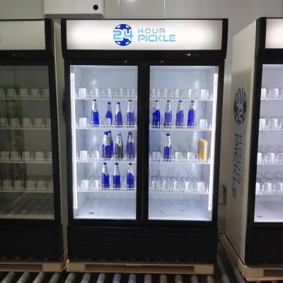 China Sliding Rack Direct Cooling Upright Display Showcase Chiller Cooler Refrigerator For Commercial Supermarket Use for sale