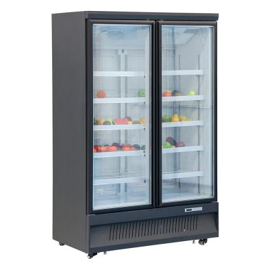 China 1600 Liter Display Glass Door Freezer Compact Air Cooled Freezer for sale