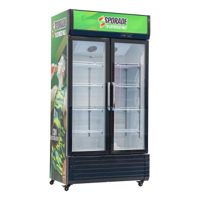China Durable Commercial Glass Freezer 650L Dual Cooling Commercial Merchandiser Freezer for sale