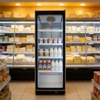 China Single Door Display Glass Door Freezer Vertical Beverage Milk Refrigerated Display Cooler for sale
