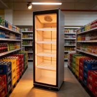 China Single Door Display Glass Door Freezer Vertical Beverage Milk Refrigerated Display Cooler for sale