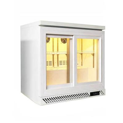 China Commercial Glass Door Refrigerator Sliding Door 175L Air Cooling Retail Fridge for sale