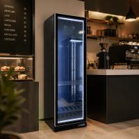 China Upright Glass Door Beverage Cooler with Fan Cooling Digital Temperature Controller and Adjustable Wire Racks for Cafe Store for sale