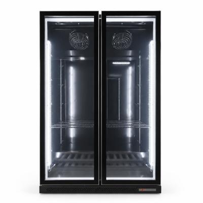 China Double Door Commercial Beverage Cooler with LED Lighting and Digital Controller Display Glass Door Freezer for sale