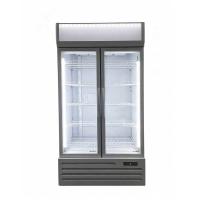 China Commercial Two Glass Door Beverage Display Refrigerator Upright Cooler With LED Lighting and Adjustable Wire Shelves for sale