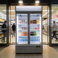 China Commercial Two Glass Door Beverage Display Refrigerator Upright Cooler With LED Lighting and Adjustable Wire Shelves for sale