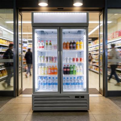 China Glass Door Freezer with R290a Refrigerant Digital Temperature Control and LED Interior Lighting for sale