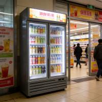 China Commercial Beverage Display Refrigerator with Flexible Shelf Arrangement and LED Interior Lighting in Double Glass Door Cooler for sale