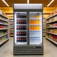 China Commercial Beverage Display Refrigerator with Flexible Shelf Arrangement and LED Interior Lighting in Double Glass Door Cooler for sale