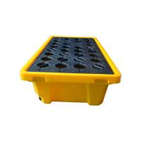 China Plastic HUADING Rotational Molding Spill Pallet 4 Drum Oil Drum Pallet with 4-Way Entry Type for sale