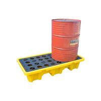 China Plastic HUADING Rotational Molding Spill Pallet 4 Drum Oil Drum Pallet with 4-Way Entry Type for sale