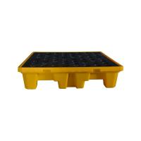 China Plastic HUADING Rotational Molding Spill Pallet 4 Drum Oil Drum Pallet with 4-Way Entry Type for sale