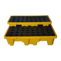 China Plastic HUADING Rotational Molding Spill Pallet 4 Drum Oil Drum Pallet with 4-Way Entry Type for sale