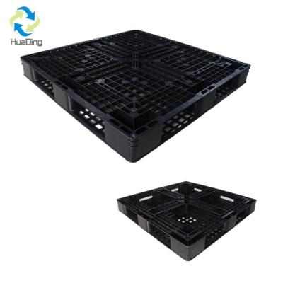 China Dynamic Load of 0.8T and 4-Way Entry Type Black Recycled Material Used Plastic Pallet for sale