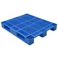 China HUADING Heavy Duty Single Face Blue HDPE Euro Plastic Pallet with Steel Reinforcement for sale