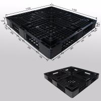 China LOGO PRINT Customized Color 1100*1100 Black Euro Grid Deck Plastic Pallet for Storage for sale