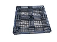 China LOGO PRINT Customized Color 1100*1100 Black Euro Grid Deck Plastic Pallet for Storage for sale