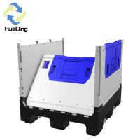 China 1T Dynamic Load Food Storage Collapsible Plastic Pallet Container with Lids and Bins for sale