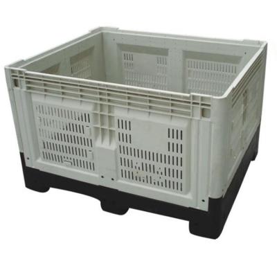 China Generally Gray Heavy Duty Collapsible Plastic Pallet Box Bin Container with Stamping for sale